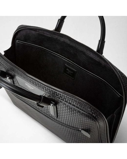 Serapian Grained Leather Laptop Case in Black for Men | Lyst