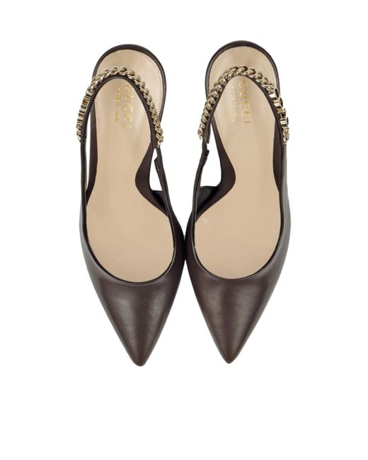 Gucci Signoria Slingback High Heel Sandals in Brown | Lyst