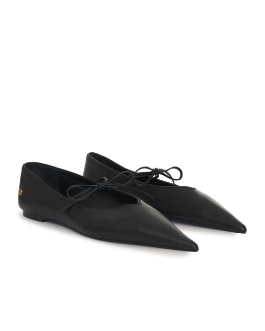 Anine Bing Nikki Leather Ballerina Shoes in Black | Lyst