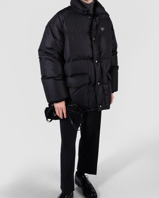 Prada Triangle-Logo Down Jacket in Black for Men | Lyst