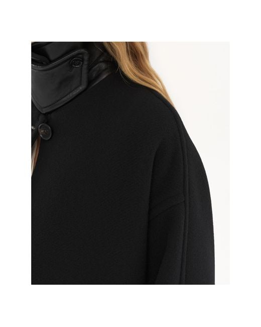 Chloé Medium And Long Extra-Large Medium And Long Wool Coat in Black | Lyst