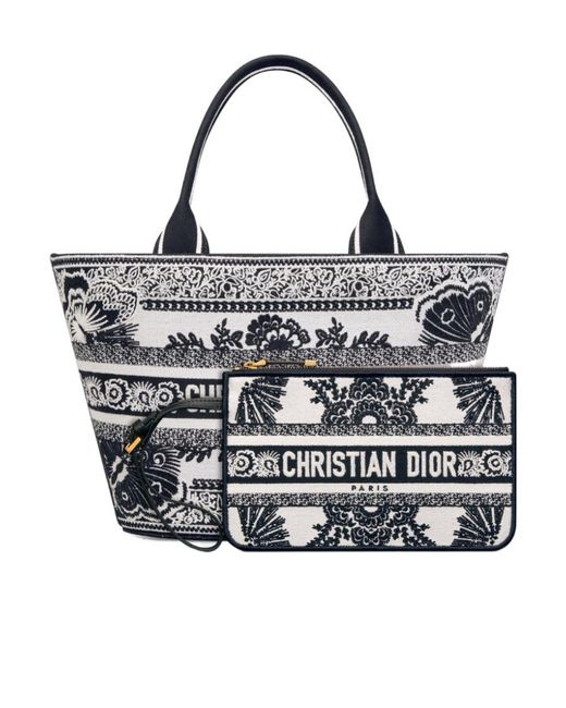 Dior Embroidered Shoulder Bag With Logo Pattern in Black | Lyst