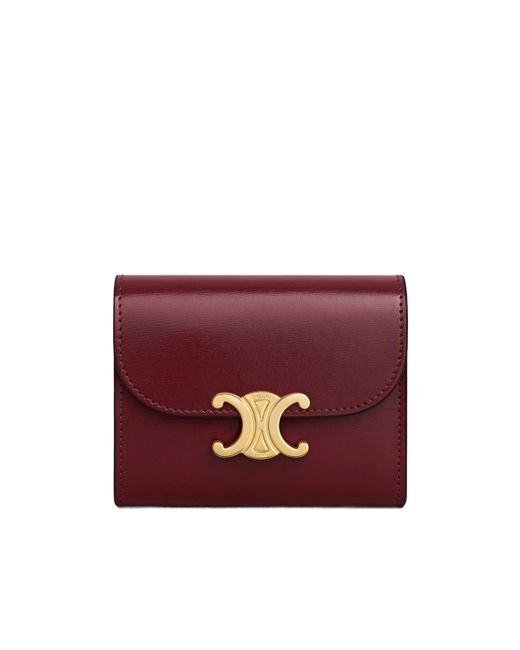 Celine Small Flap Wallet Triomphe in Red | Lyst
