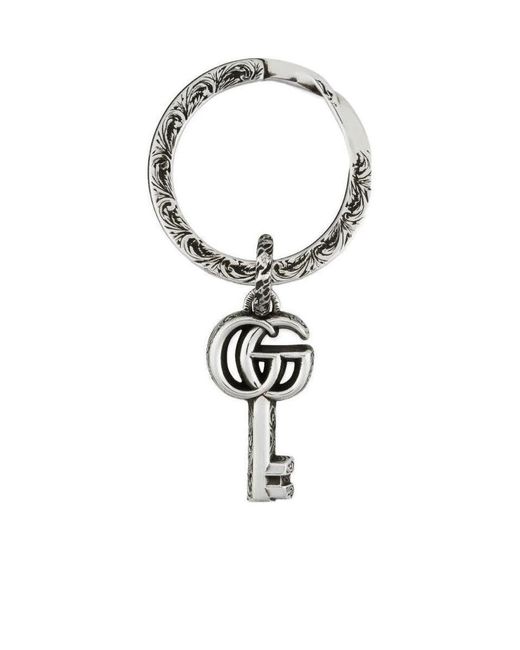 Gucci Logo Logo Key Chain in White | Lyst
