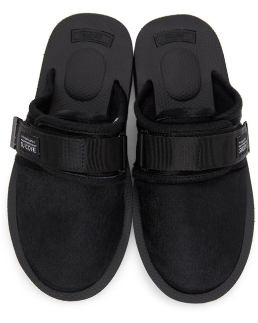 Suicoke Logo Velcro Slippers in Black for Men | Lyst