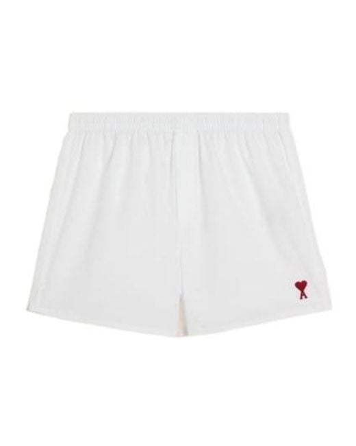 Ami Paris Ami Ami De Coeur Logo Embroidered Boxer in White for Men | Lyst