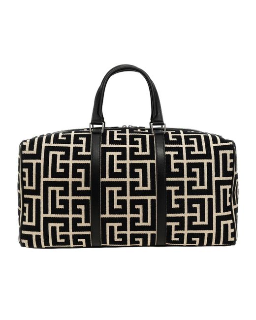 Balmain Jacquard Logo Luggage Bag in Black for Men | Lyst