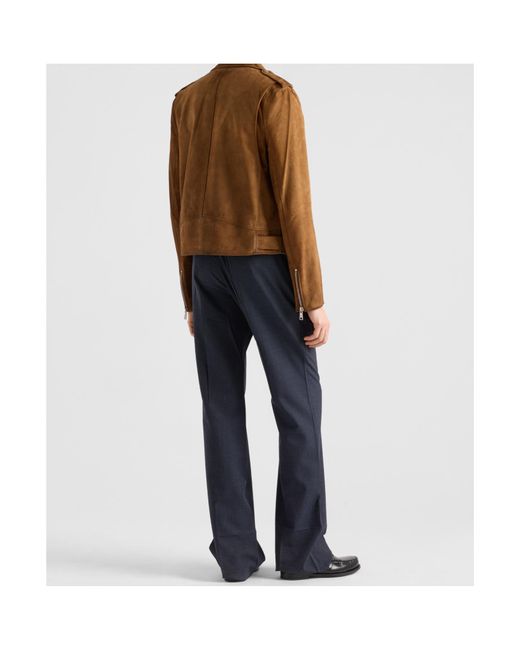 Prada Motorcycle Jacket in Brown for Men | Lyst