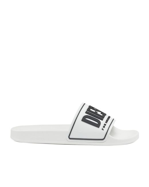 DIESEL Logo-Strap Slides in White for Men | Lyst