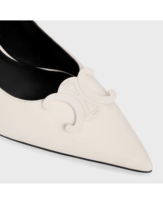 Celine Triomphe High-Heeled Sandals in White | Lyst