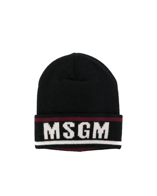 MSGM Logo Knitted Cold Cap in Black for Men | Lyst