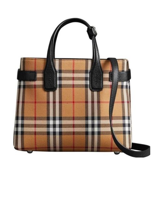 Burberry Vintage Check Banner Bag in Brown | Lyst