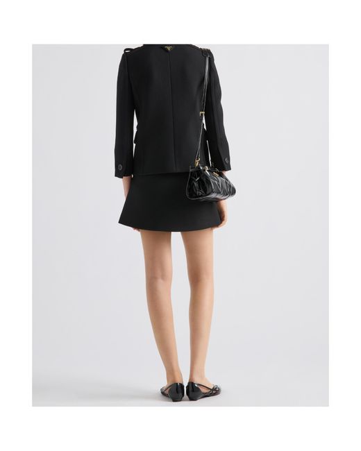 Prada Double-Breasted Natté Jacket in Black | Lyst