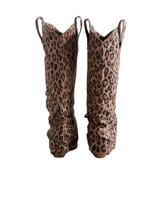 R13 Leopard Print Boots in Brown | Lyst