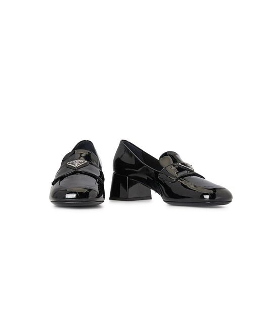 Prada Logo High Heels in Black | Lyst