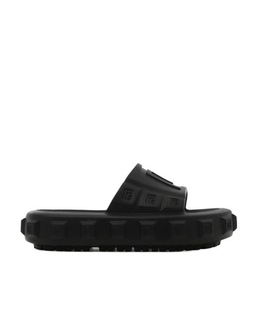 Balmain Embossed-Logo Detail Slides in Black for Men | Lyst