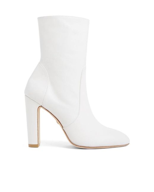Stuart Weitzman Vida 100Mm Leather Boots in White | Lyst