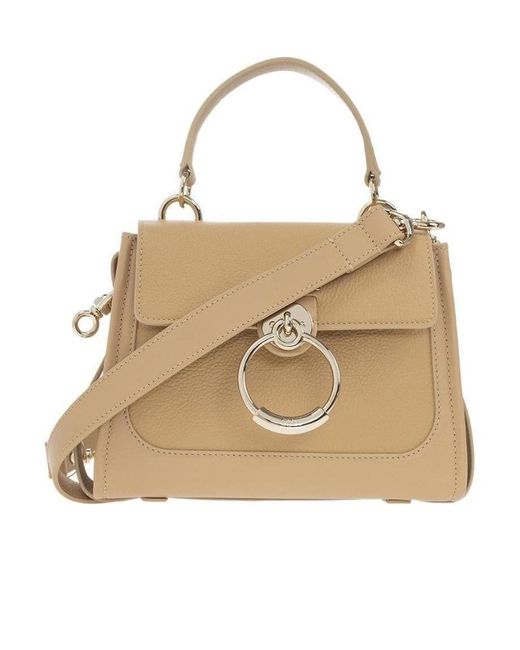 Chloé Mini Tess Grained-Leather Tote Bag in Natural | Lyst