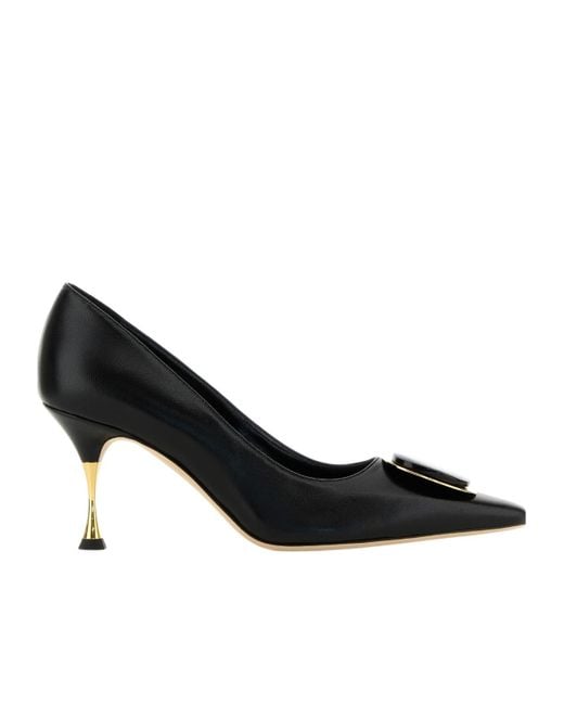Manolo Blahnik Square Toe High Heels in Black | Lyst