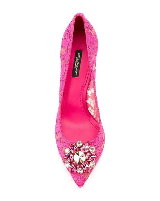 Dolce & Gabbana Belucci Taormina Lace 90Mm Pumps in Pink | Lyst