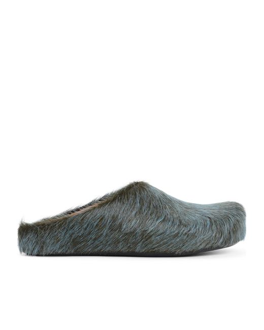 Marni Long Hair Calfskin Fussbett Sabot in Gray for Men | Lyst
