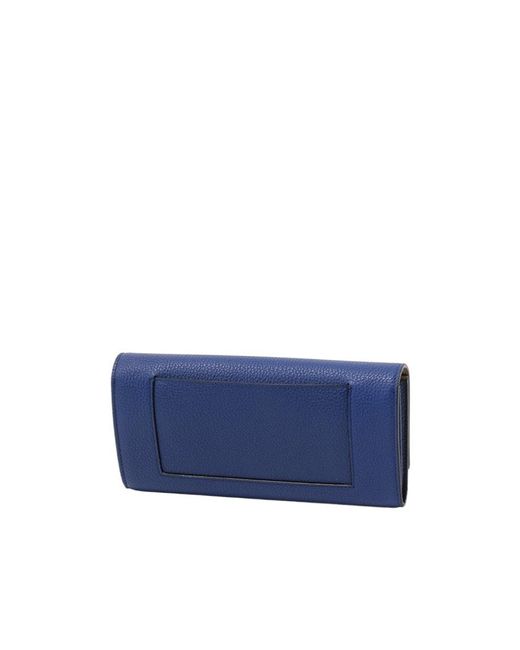 Celine Logo Details Long Wallet in Blue | Lyst
