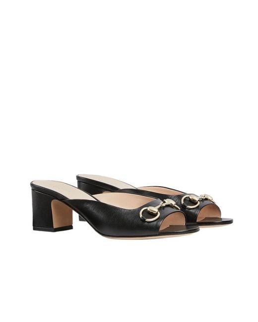 Gucci 60Mm Horsebit Leather Mules in Black | Lyst