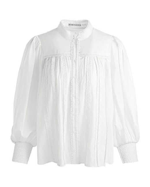 Alice + Olivia Cotton Blouse in White | Lyst UK