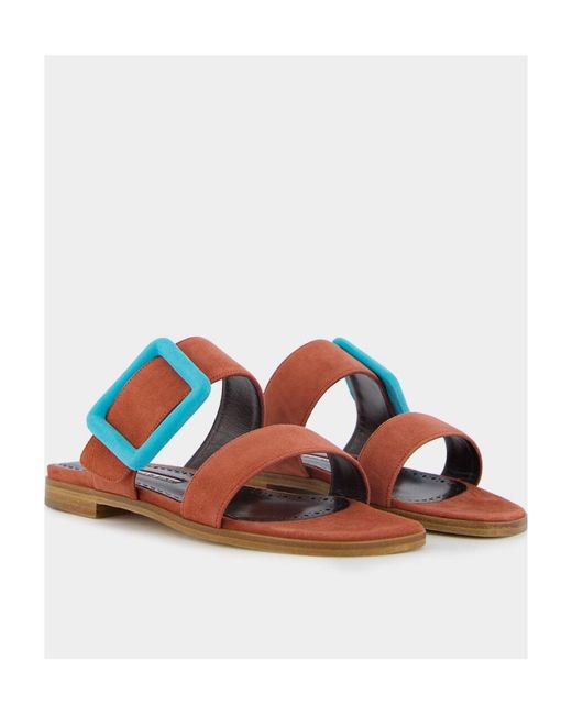 Manolo Blahnik Square Toed Slippers | Lyst