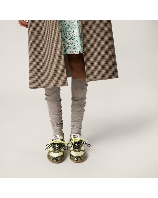 Miu Miu Gymnasium Lace-Up Sneakers in Metallic | Lyst