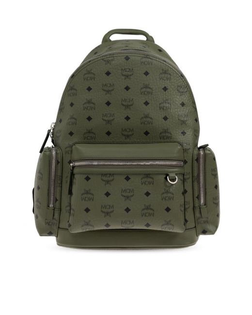 MCM Medium Stark Visetos Monogram Backpack in Green for Men | Lyst