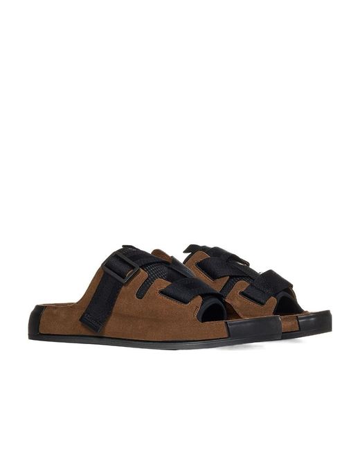 Stone Island Crossover Fastening Suede Slides in Brown for Men | Lyst