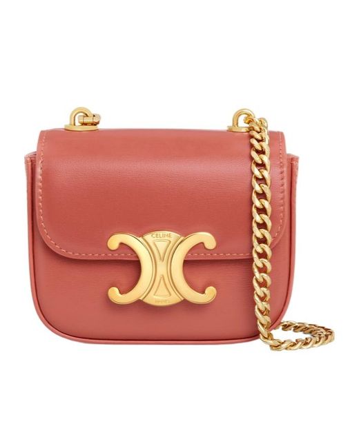 Celine Mini Chain Claude Chain Mini Bag in Red | Lyst