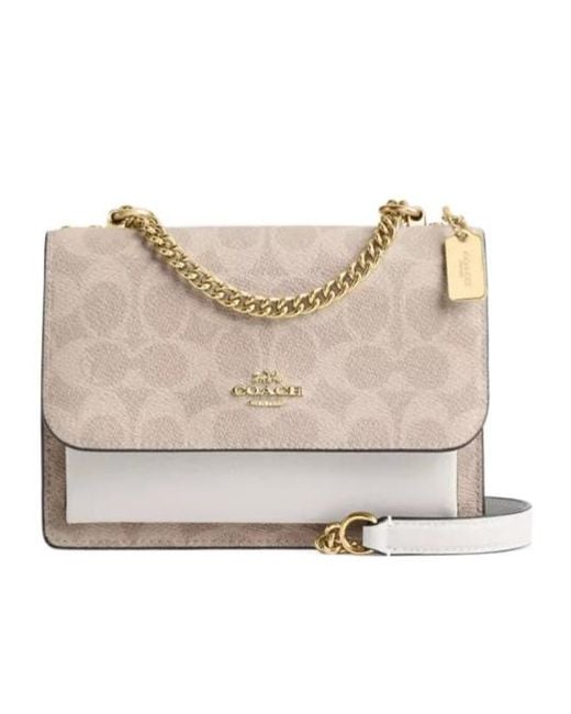 COACH Clamshell Crossbody Bag in Natural | Lyst