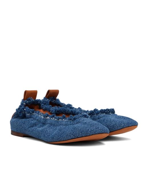 Lanvin Logo Lifting Ring Ballet Shoes in Blue | Lyst
