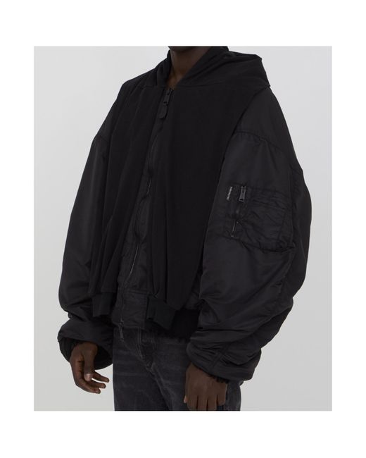 Balenciaga Logo-Tag Bomber Jacket in Black for Men | Lyst