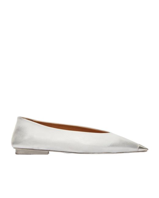 Marsèll Marsèll Ago Pointed Toe Ballet Flats in White | Lyst