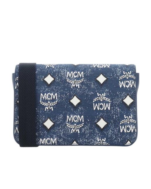 MCM Logo Retro Shoulder Bag in Blue | Lyst