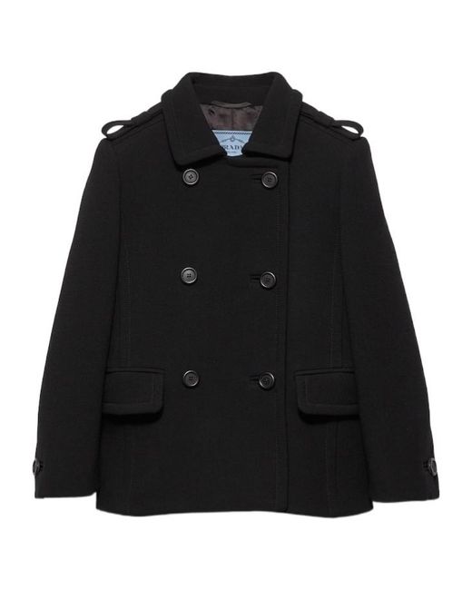 Prada Double-Breasted Natté Jacket in Black | Lyst