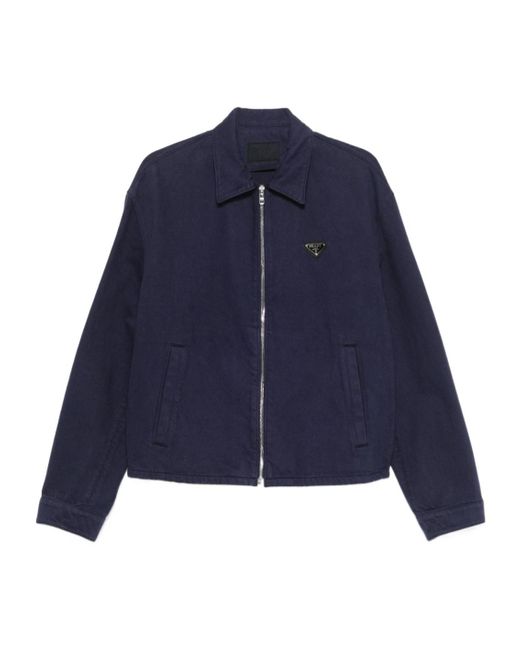 Prada Triangle-Logo Jacket in Blue for Men | Lyst