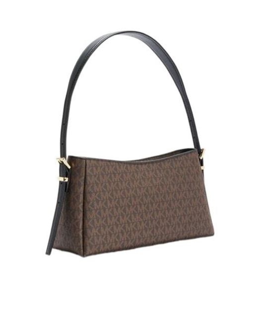 MICHAEL Michael Kors Moore Medium Iconic Logo Shoulder Bag in Brown | Lyst
