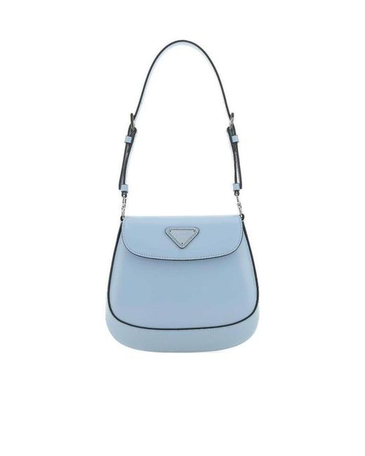 Prada Cleo Brushed Leather Mini Bag in Blue | Lyst