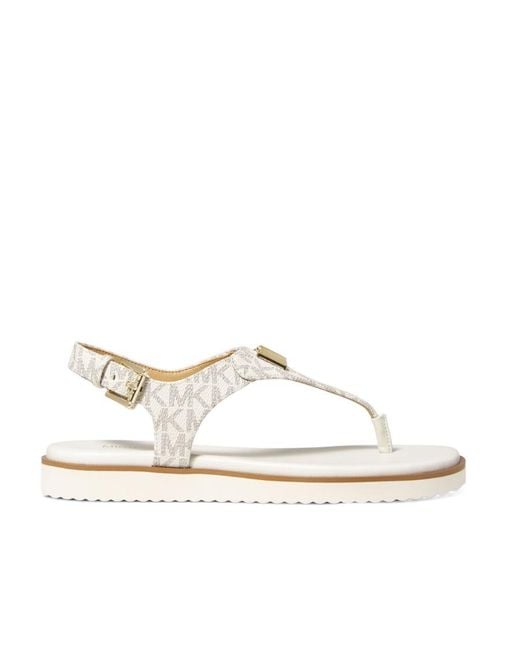 Michael Kors Jilly Logo-Plaque Sandals in White | Lyst
