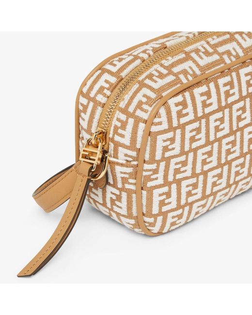 Fendi Raffia Mini Bag With Tapestry Fabric Ff Motif in Metallic | Lyst