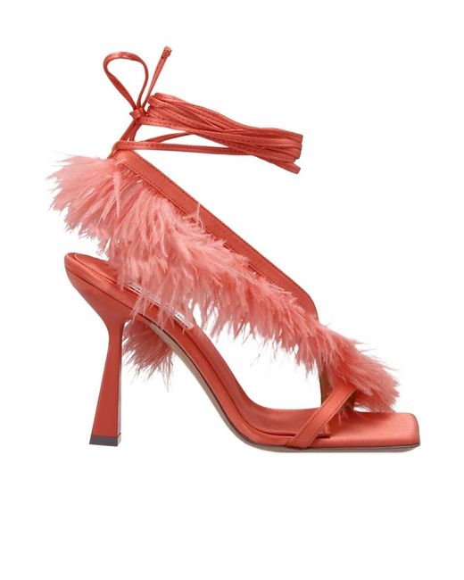 Sebastian Milano Logo High-Heeled Sandals in Red | Lyst