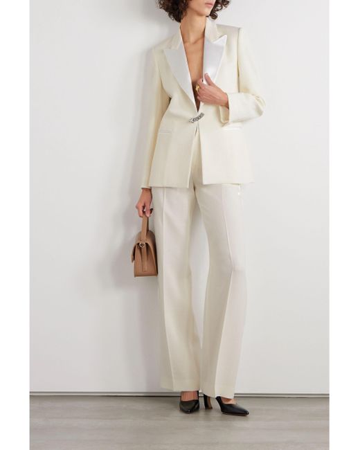 Chloé Crystal Trimmed Suit Jacket in Natural | Lyst
