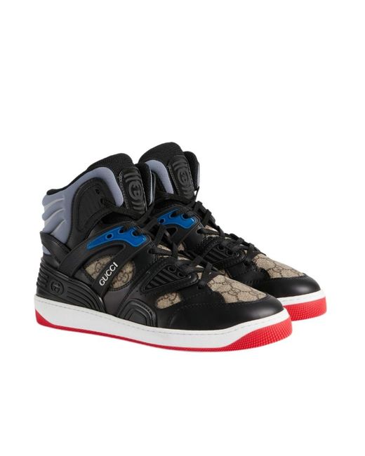 Gucci Basket High Top Sneakers in Black for Men | Lyst