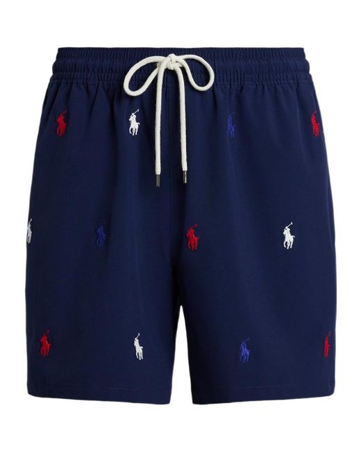 Polo Ralph Lauren Drawline Swimming Trunks in Blue for Men | Lyst