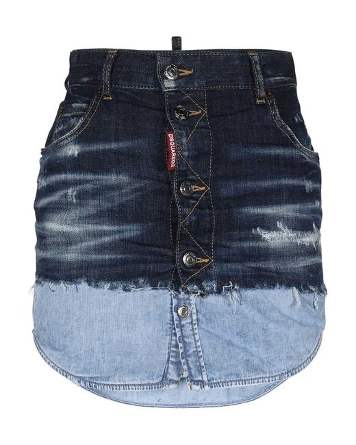DSquared² Dip-Dyed Denim Mini Skirt in Blue | Lyst