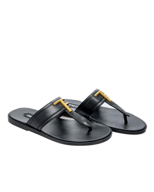 Tom Ford Logo Flip-Flops in Black for Men | Lyst